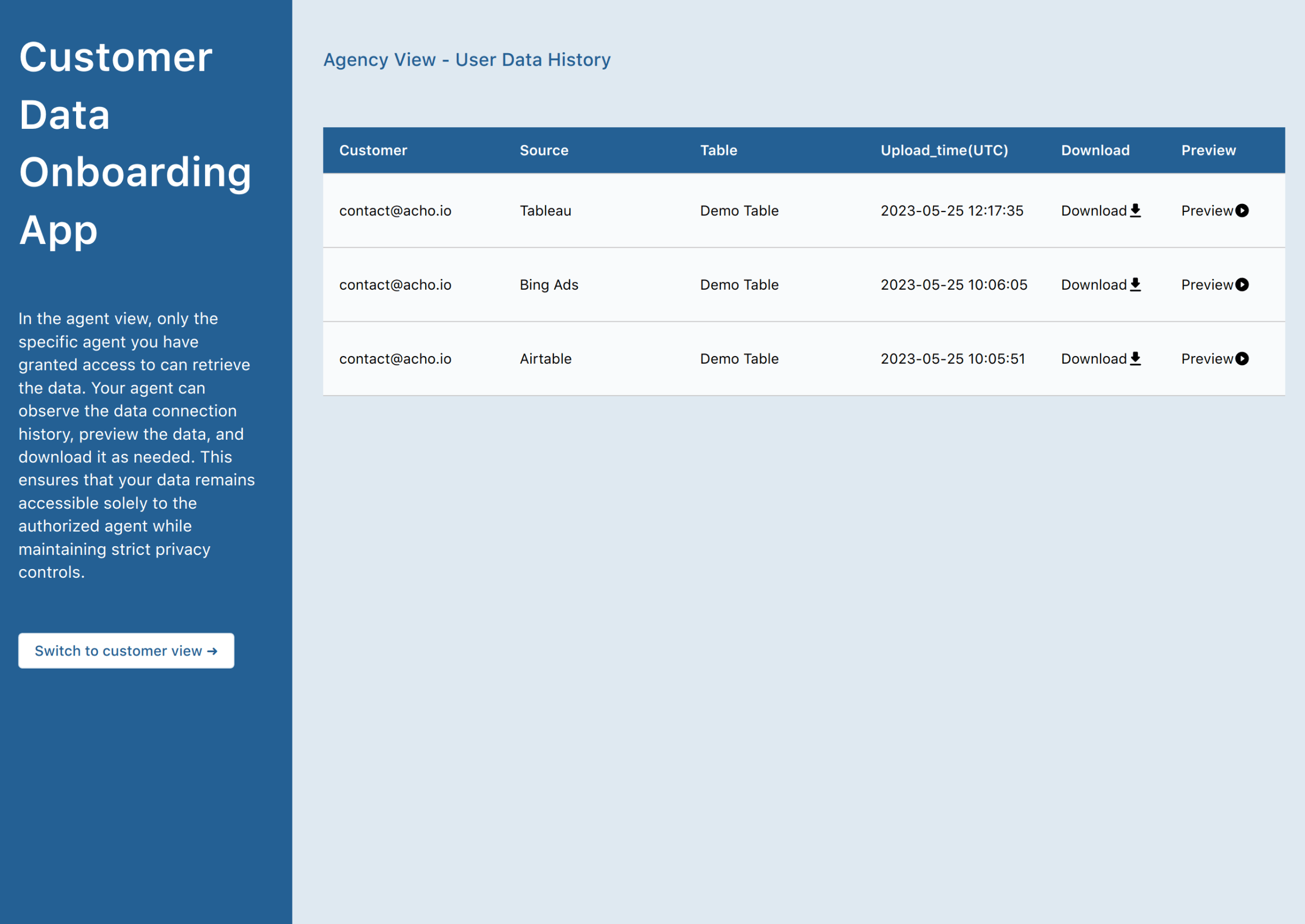 Customer Data Onboarding App